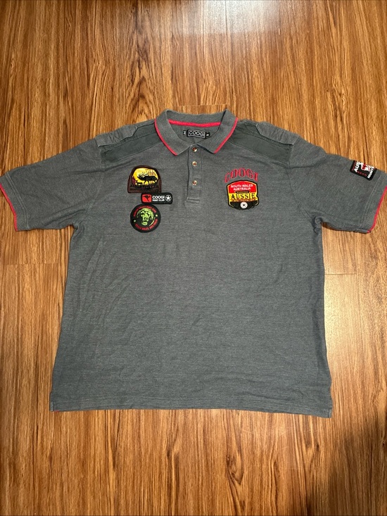COOGI | Shirts | Coogi Gray Polo With Redtrim And Patch Details | Poshmark